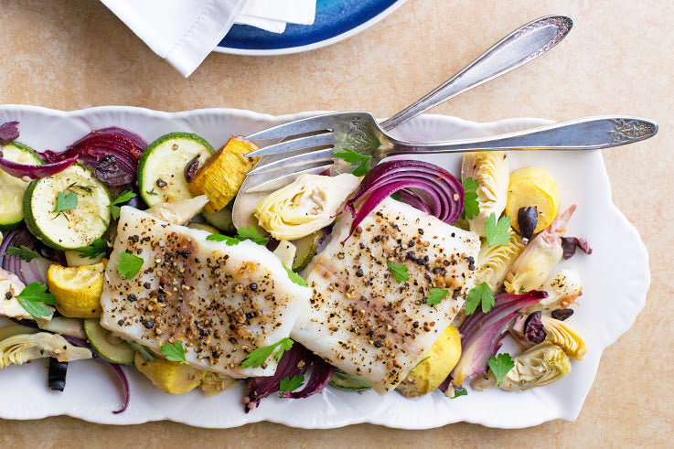Greek-Style Baked Cod with Artichokes – Haylie Pomroy